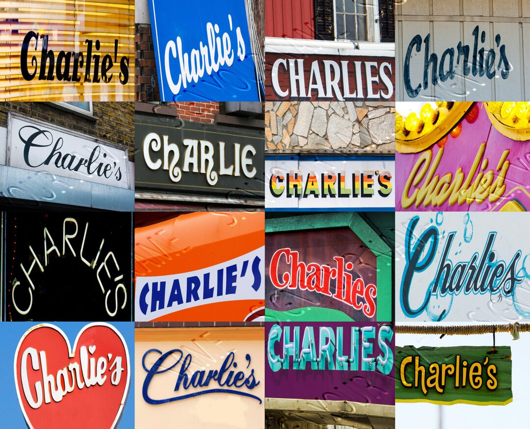 Personalized Photo Canvas Featuring the Name CHARLIE in Photos of Signs ...