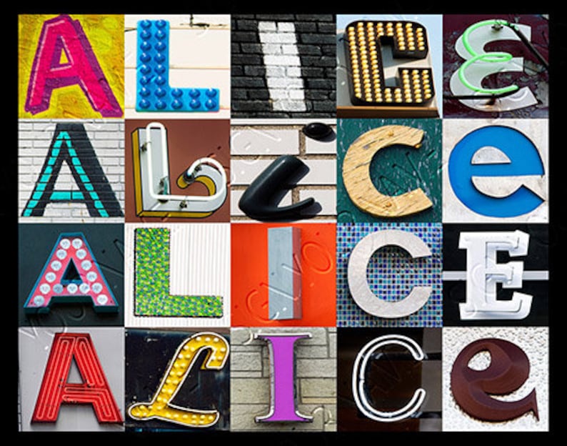 ALICE Personalized Poster Featuring Photos of Alphabet Letters From ...