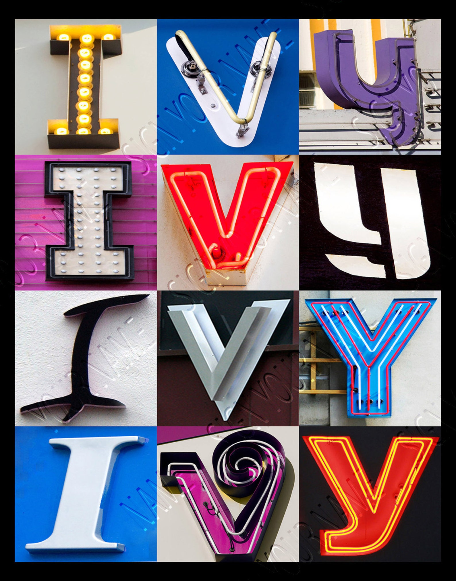IVY Personalized Poster Featuring Photos of Sign Letters - Etsy