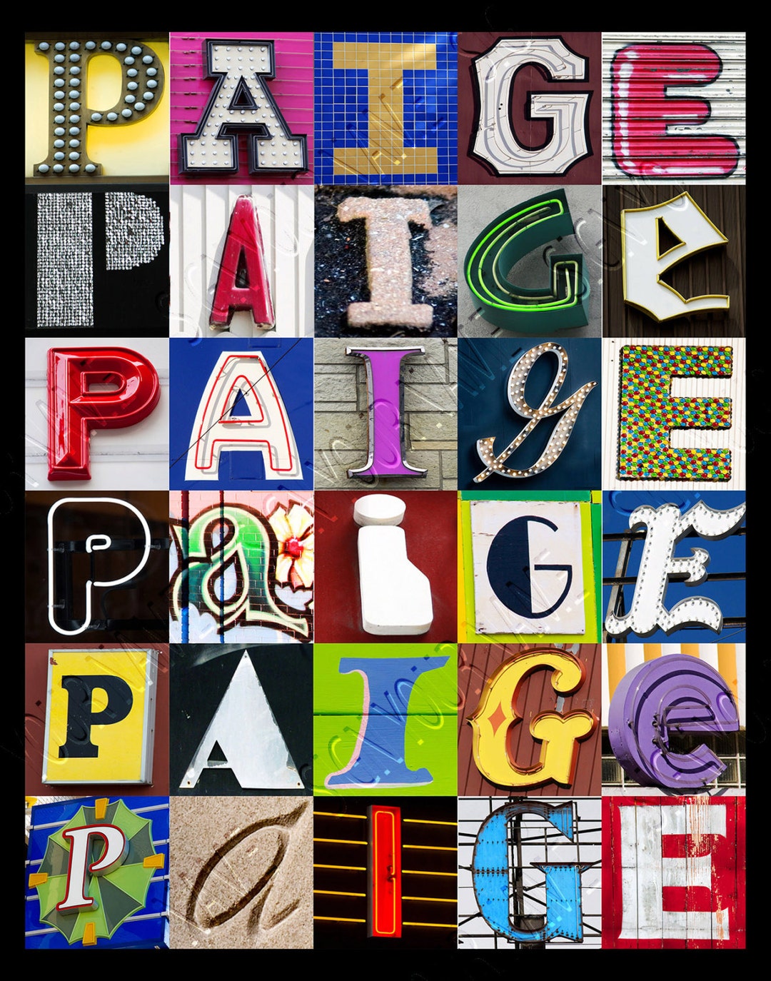 Personalized Poster Featuring PAIGE in Photos of Alphabet Letters From ...