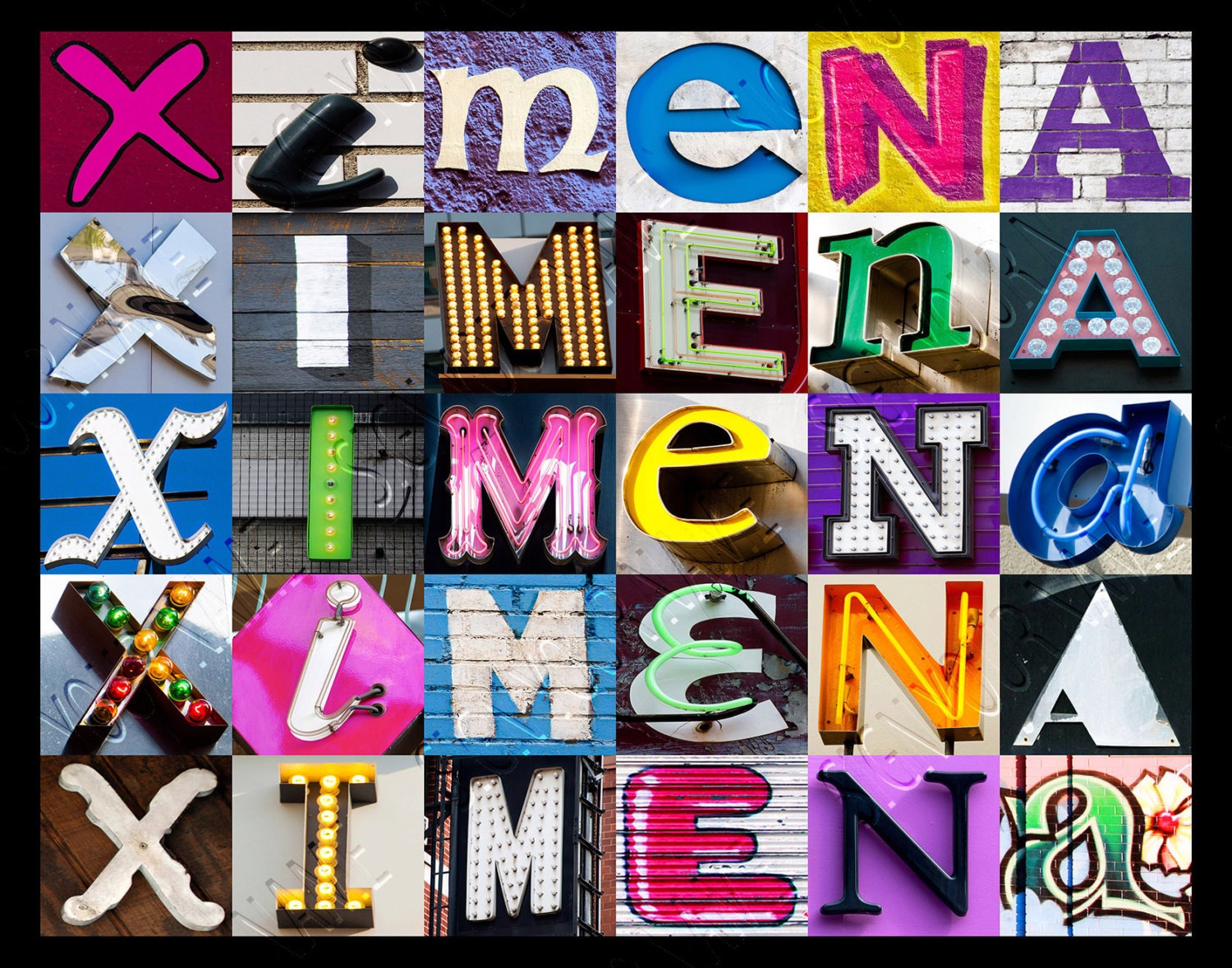 Personalizado el cartel con XIMENA en fotos de Letras de la muestra ...