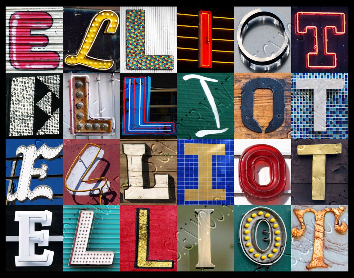 Personalized Poster Featuring ELLIOT Showcased in Photos of Letters ...
