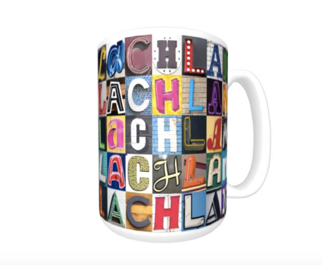 Personalized Coffee Mug Featuring the Name LACHLAN in Sign Letter ...