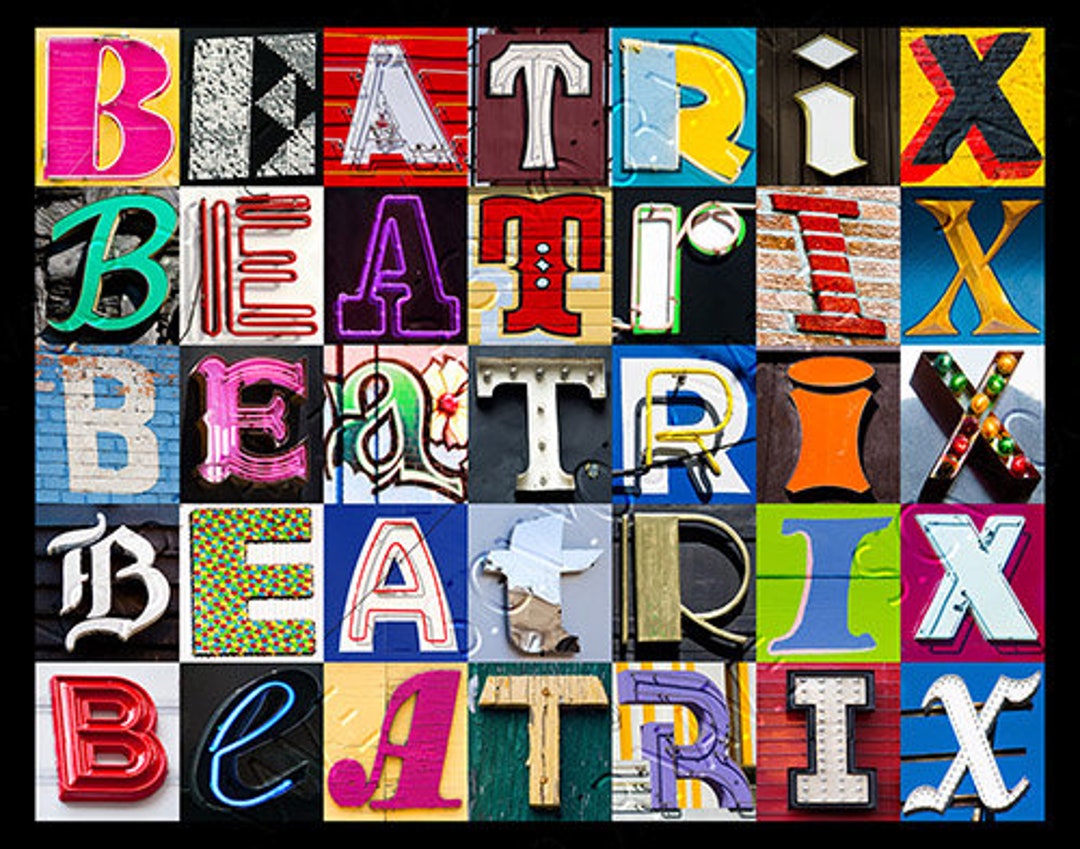 BEATRIX Personalized Poster Photos of Letters From Signs; Typography ...