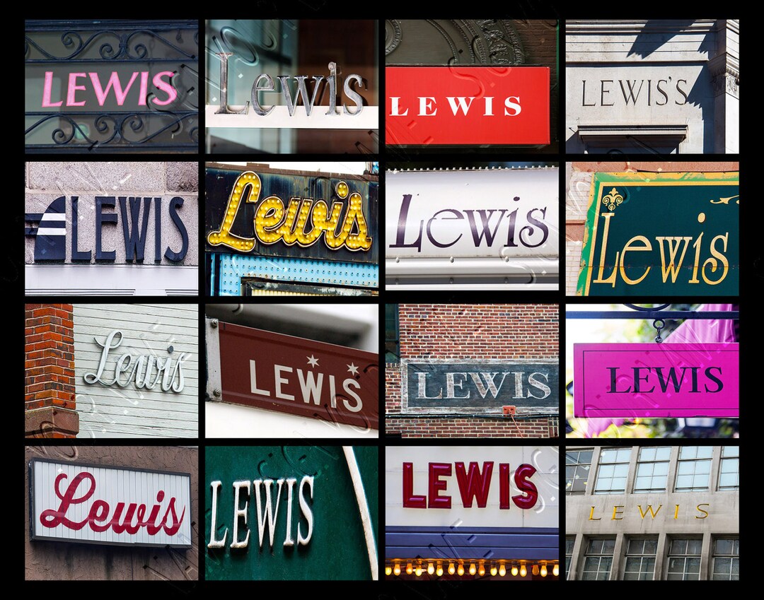 Personalized Poster Featuring LEWIS in Photos of Actual Signs; Art ...