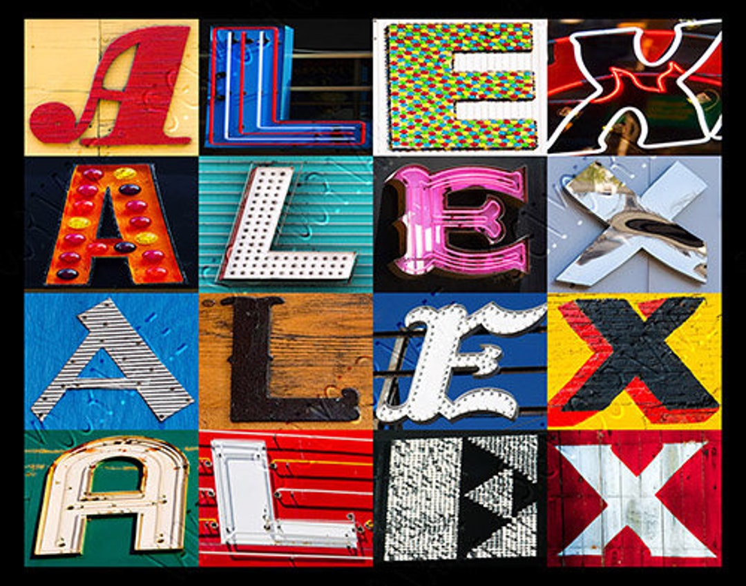 Póster personalizado de ALEX con fotografías de letras del alfabeto de ...