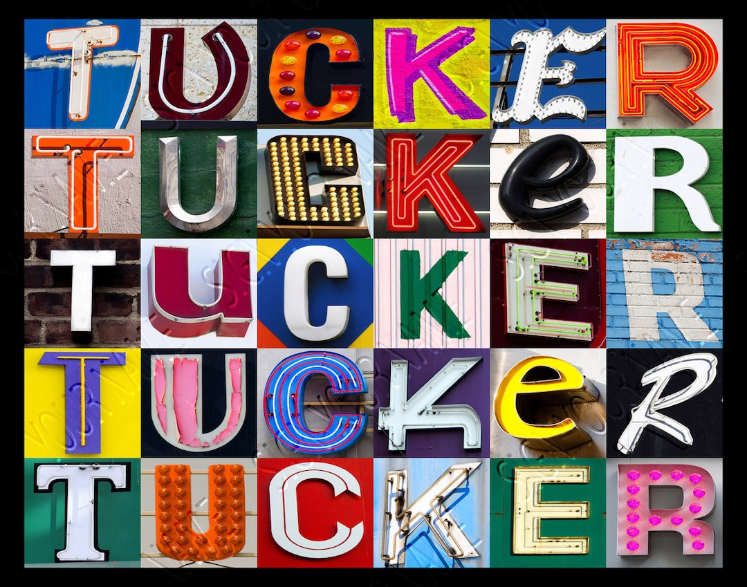 TUCKER Personalized Poster Featuring Photos of Sign Letters; Typography ...