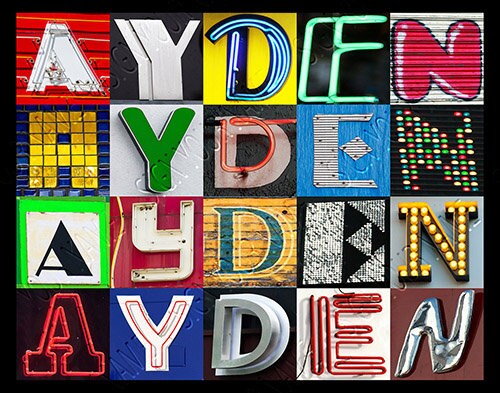 AIDEN or AYDEN Personalized Poster Featuring Photos of Letters - Etsy UK