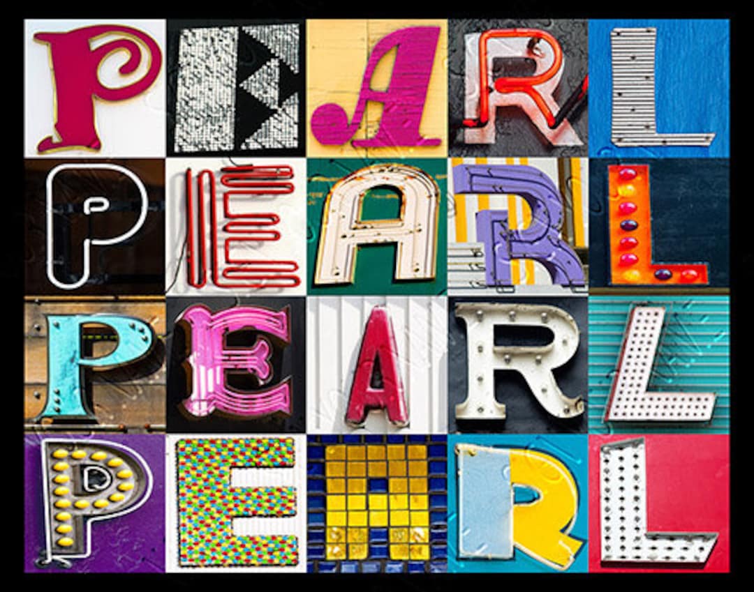 PEARL Personalized Poster Photos of Sign Letters; Typography Print ...
