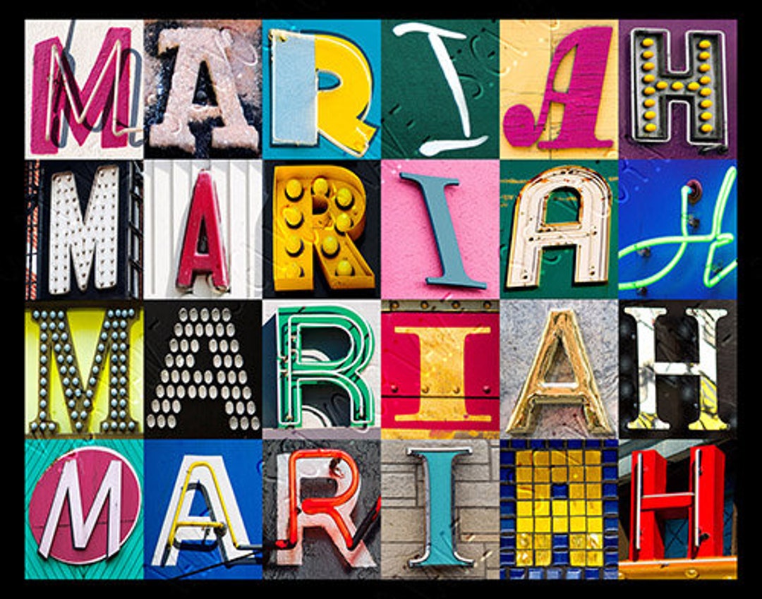 MARIAH Personalized Poster Featuring Photos of Sign Letters; Typography ...