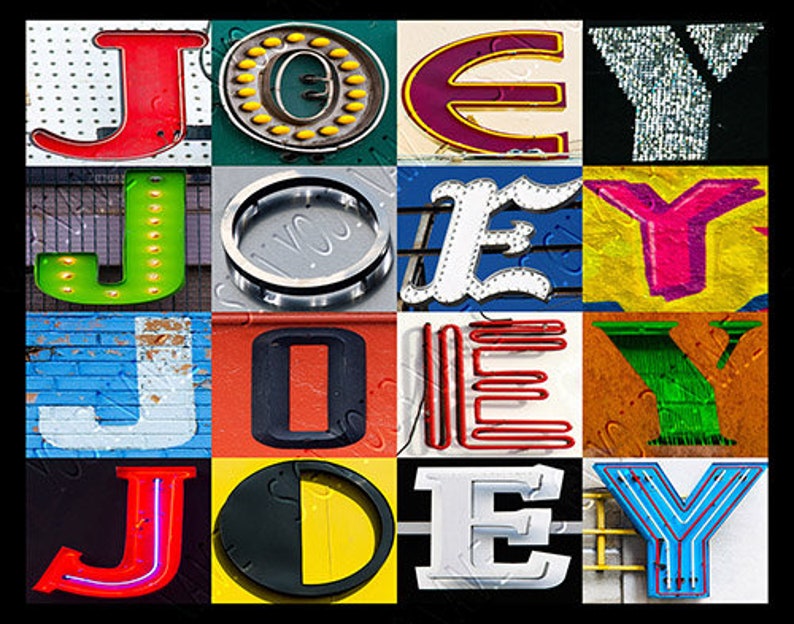 JOEY Personalized Poster Featuring Photos of Alphabet Letters | Etsy