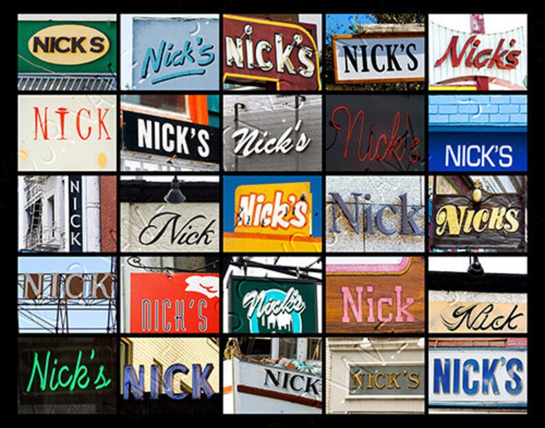 NICK Personalized Poster Featuring Photos of Signs; Art Print; Wall ...