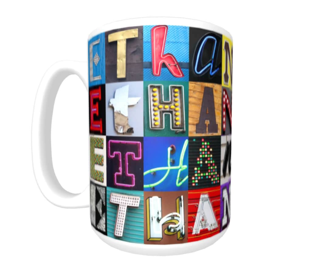 ETHAN Personalized Coffee Mug Featuring the Name in Sign Letter Photos ...