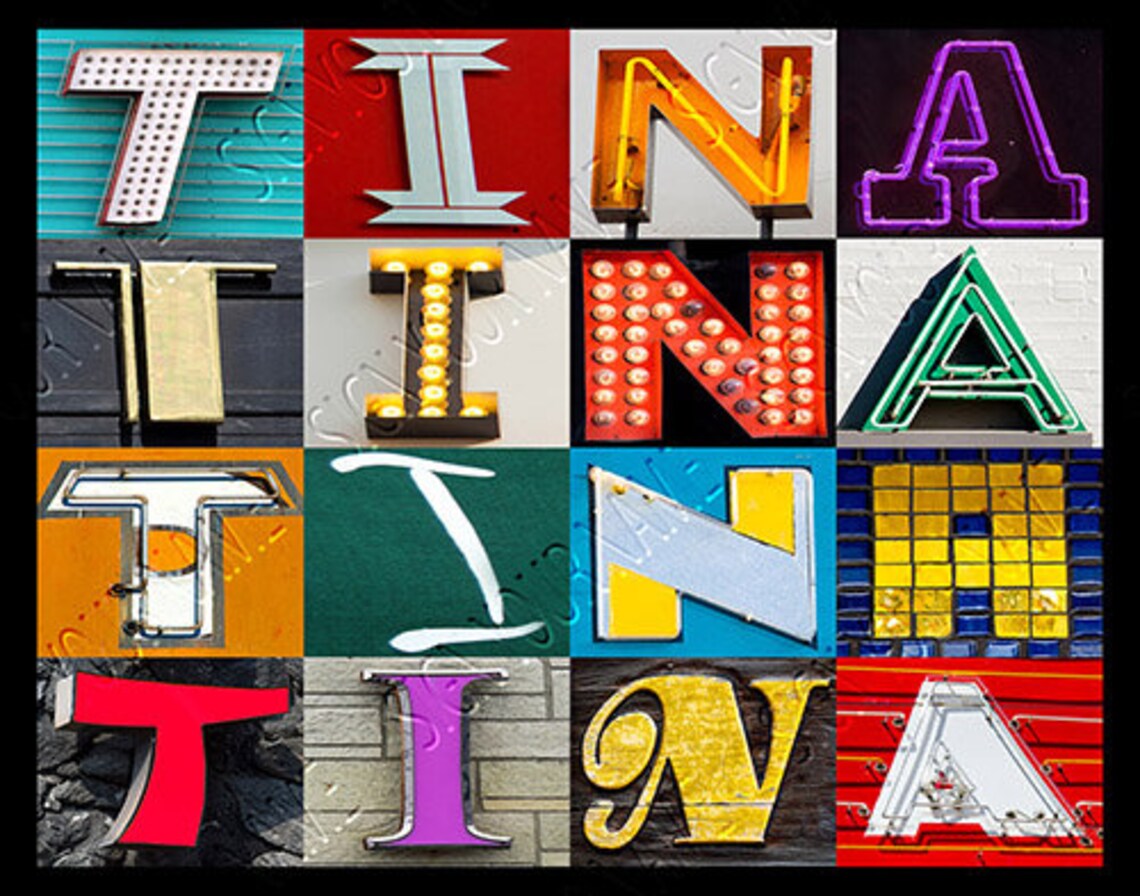 Personalized Poster Featuring TINA in Photos of Alphabet | Etsy