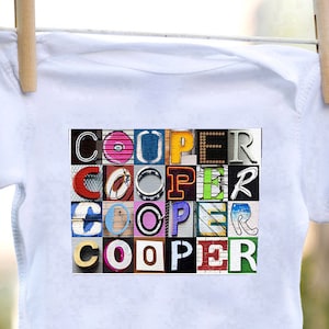 Personalized Baby Bodysuit Featuring the Name COOPER Showcased in ...