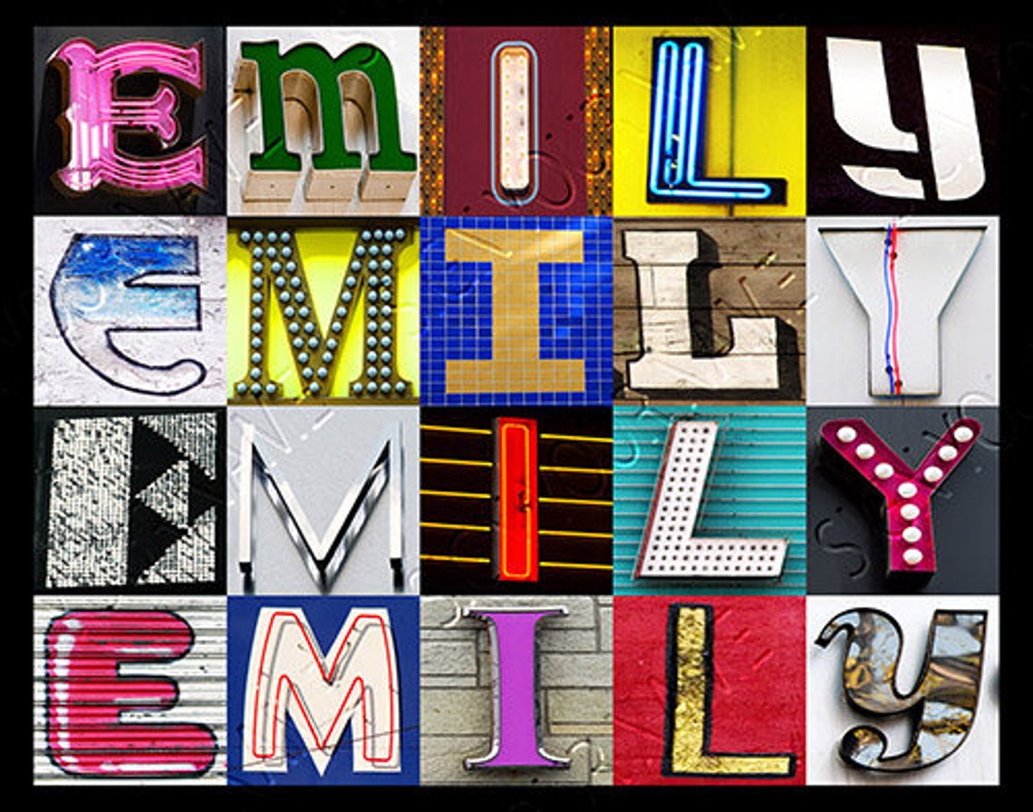 EMILY or EMILIE Personalized Poster Featuring Photos of Letters From ...