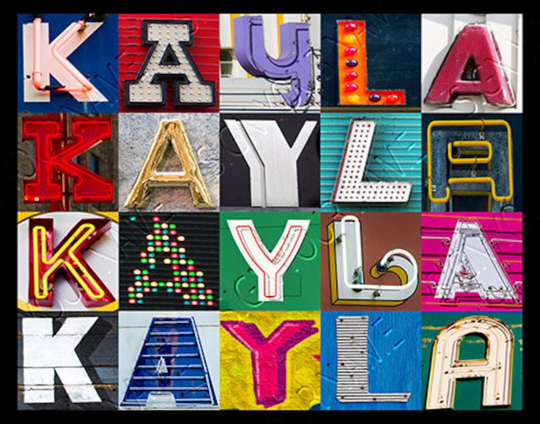 KAYLA or KAELA Personalized Poster Featuring Photos of Letters From ...