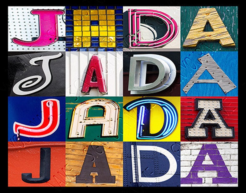 JADA Personalized Poster Featuring Photos of Sign Letters - Etsy