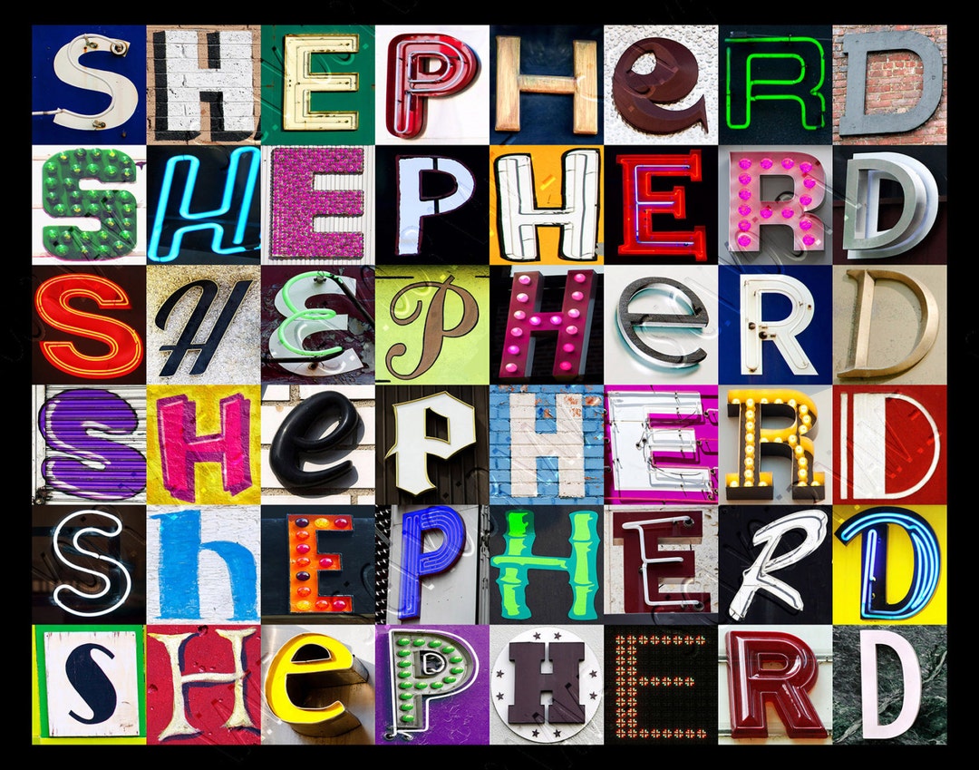 SHEPHERD or SHEP Personalized Poster Featuring Photos of Sign Letters ...