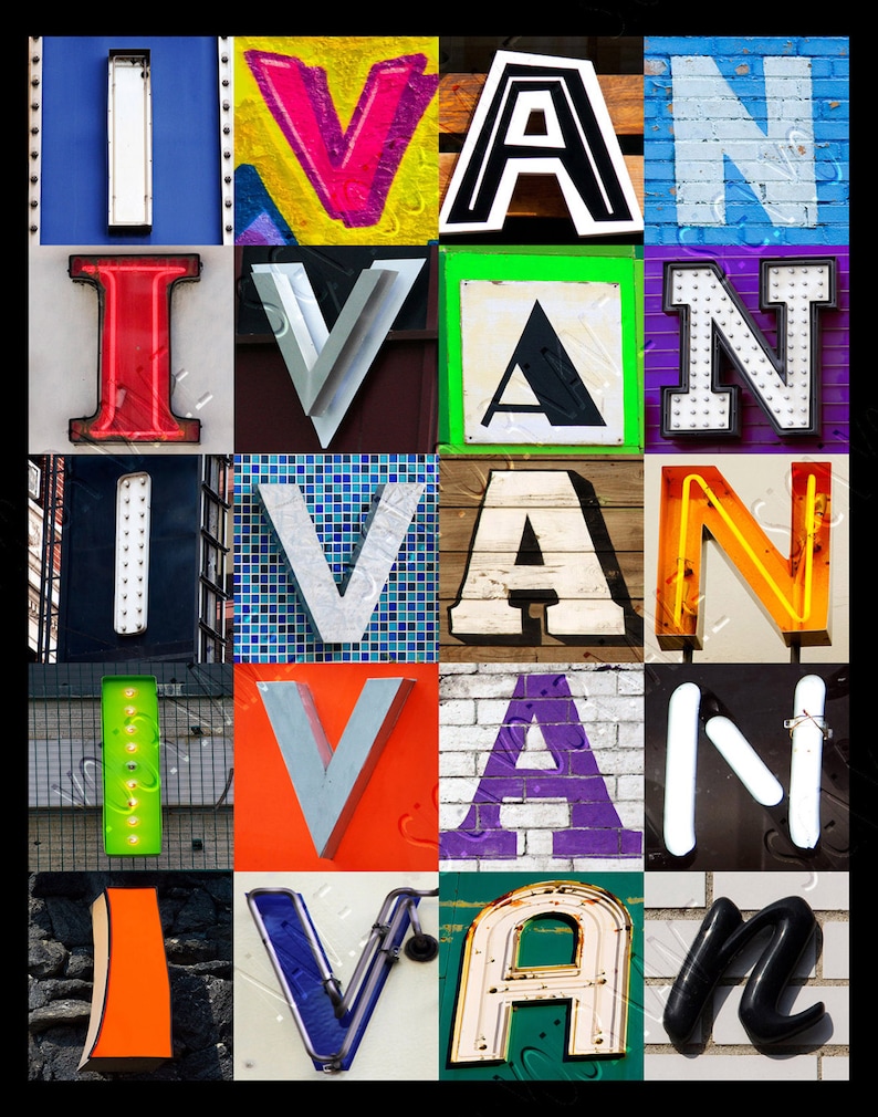 IVAN Personalized Poster Featuring Photos of Sign Letters - Etsy