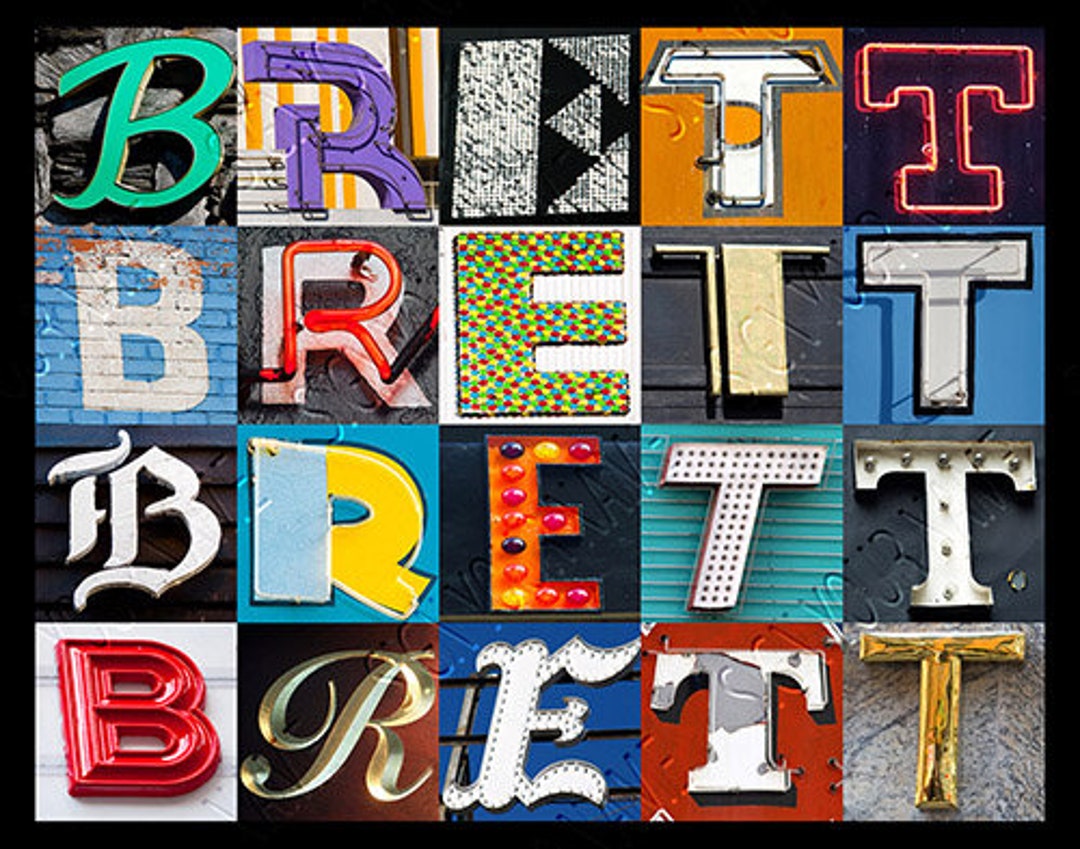 Personalized Poster Featuring BRETT in Photos of Alphabet Letters From ...