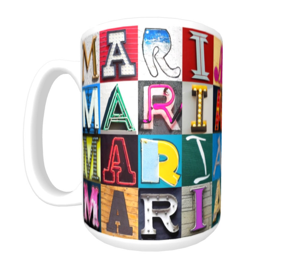 MARIA Personalized Coffee Mug Featuring the Name in Sign Letter Photos ...