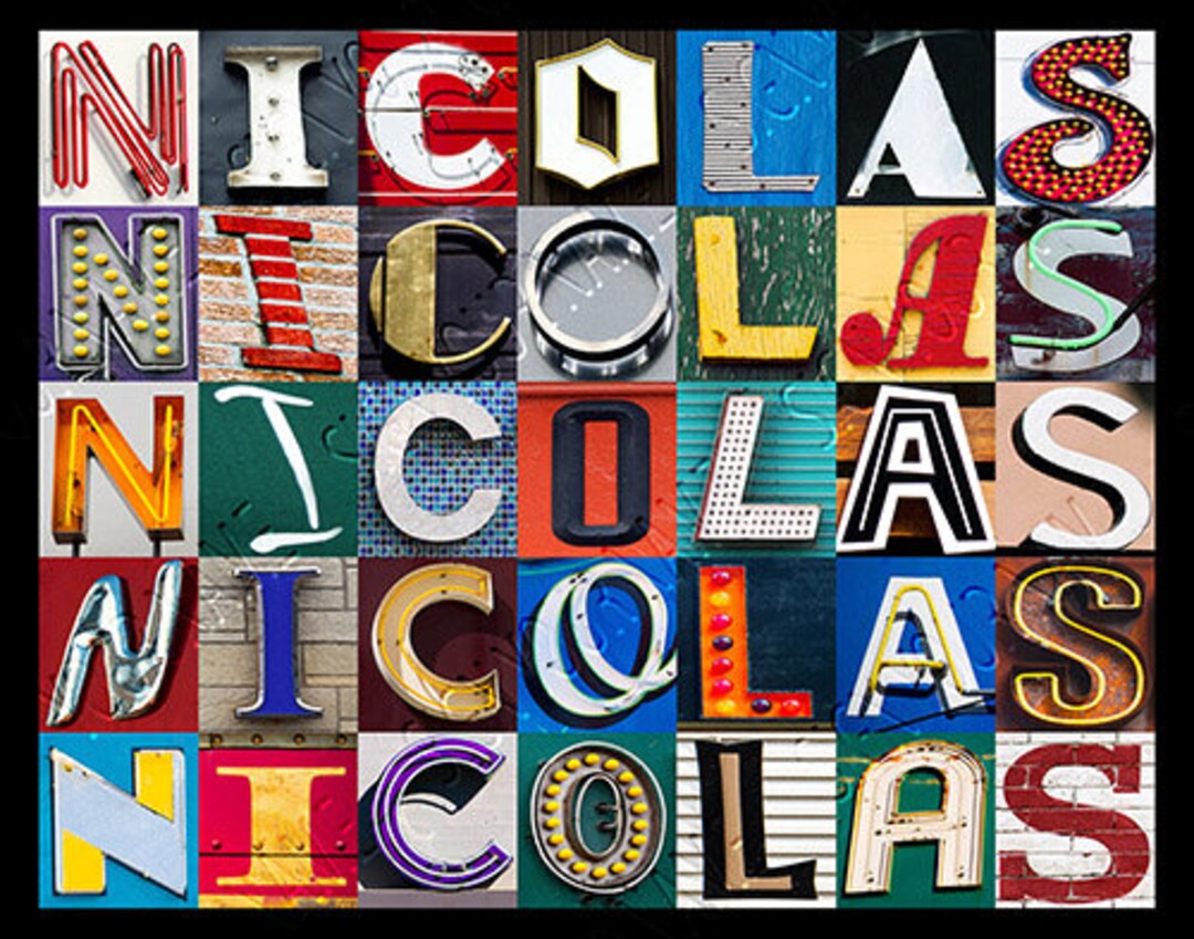 NICOLAS Personalized Poster Featuring Photos of Alphabet Letters From ...