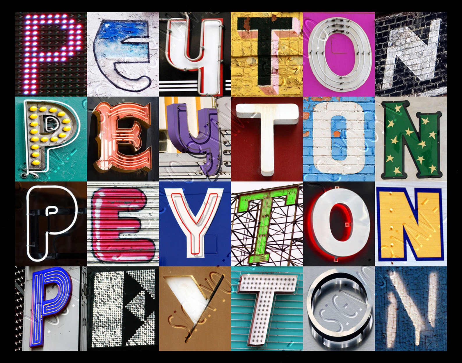 PEYTON Personalized Poster Featuring Photos of Letters From Signs ...