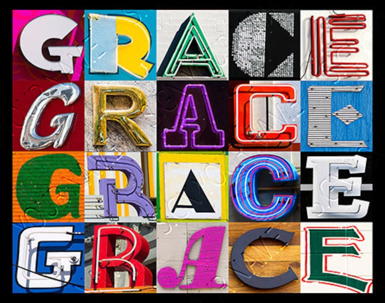 GRACE or GRACIE Personalized Poster Featuring Photos of Letters From ...