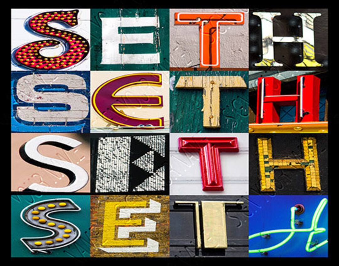 SETH Personalized Poster Featuring Photos of Sign Letters; Typography ...