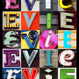 EVIE Personalized Poster Featuring Photos of Sign Letters; Typography ...