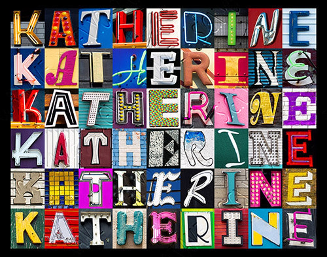 KATHERINE or KATHRYN Personalized Poster Featuring Photos of Alphabet ...