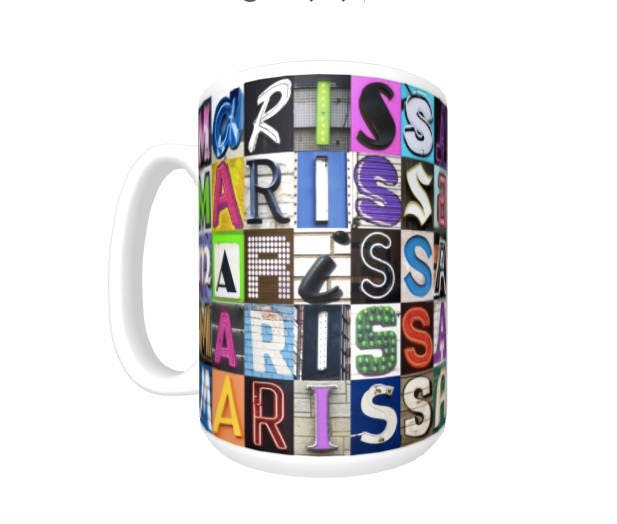 Personalized Coffee Mug Featuring the Name MARISSA in Sign Letter ...