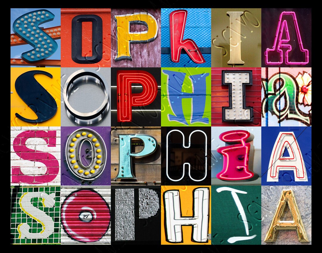 SOPHIA, SOFIA or Sophie Personalized Poster Featuring Photos of Letters ...