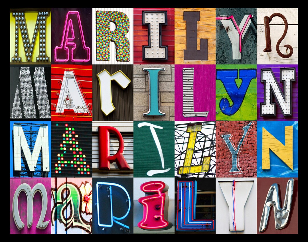 Personalized Poster Featuring MARILYN Showcased in Photos of Letters ...