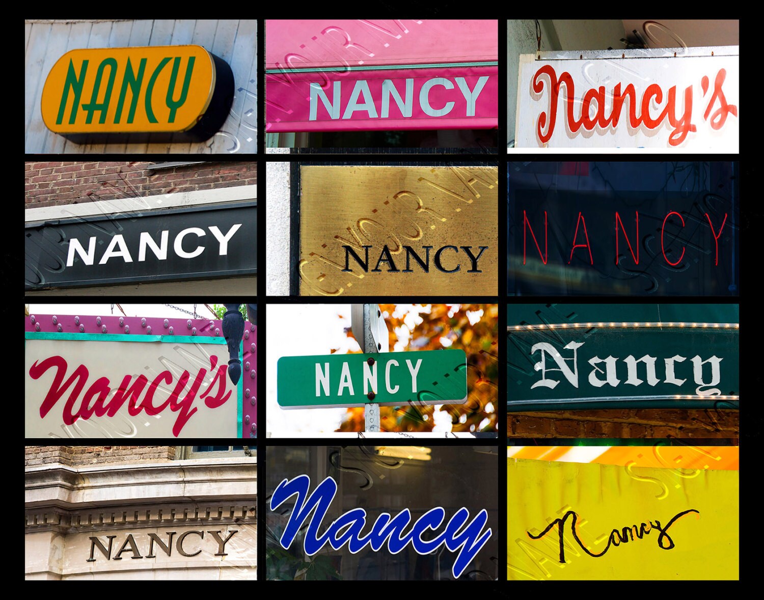 Personalized Poster Featuring NANCY Showcased in Photos of Actual Signs ...