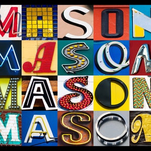 MASON or MASEN Personalized Poster Featuring Photos of Letters From ...