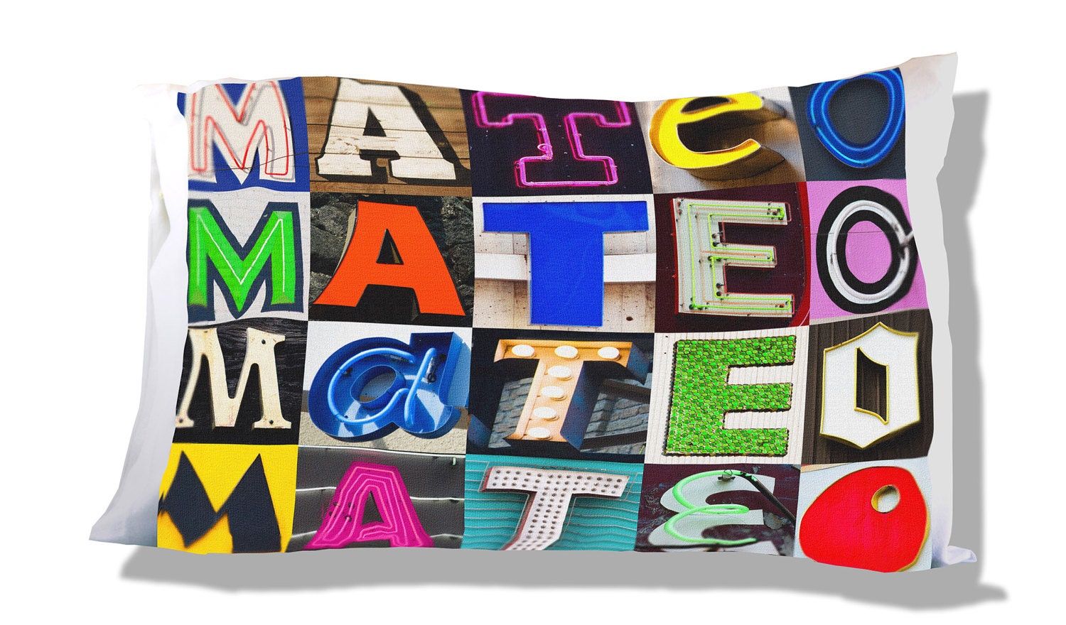 Personalized Pillow Case featuring MATEO in sign letters | Etsy