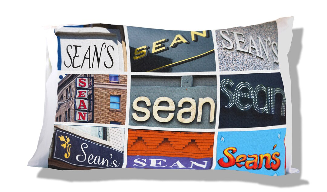 Personalized Pillow Case Featuring SEAN in Sign Photos; Custom Pillow ...