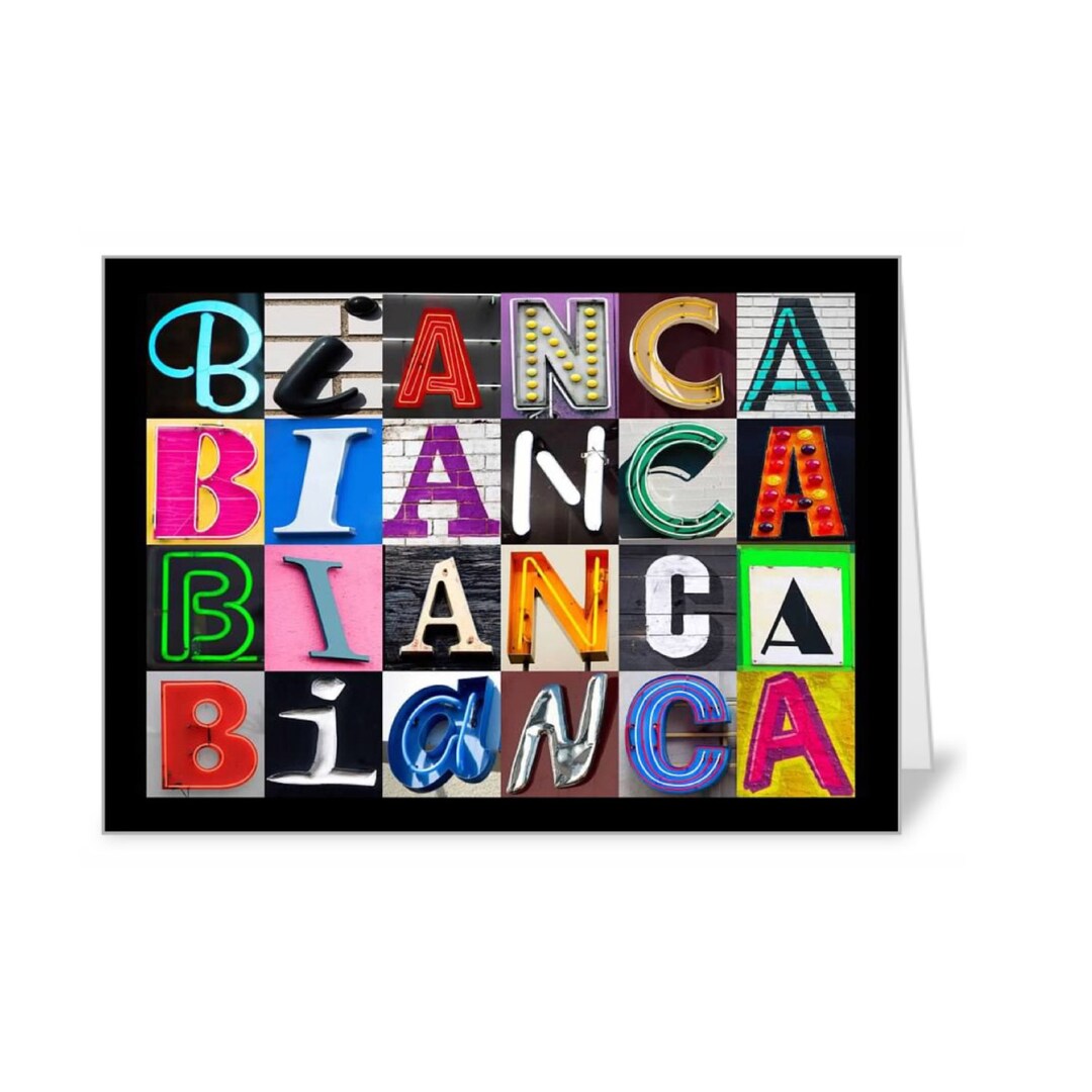 Personalized Stationery Featuring the Name BIANCA in Photos of Alphabet ...
