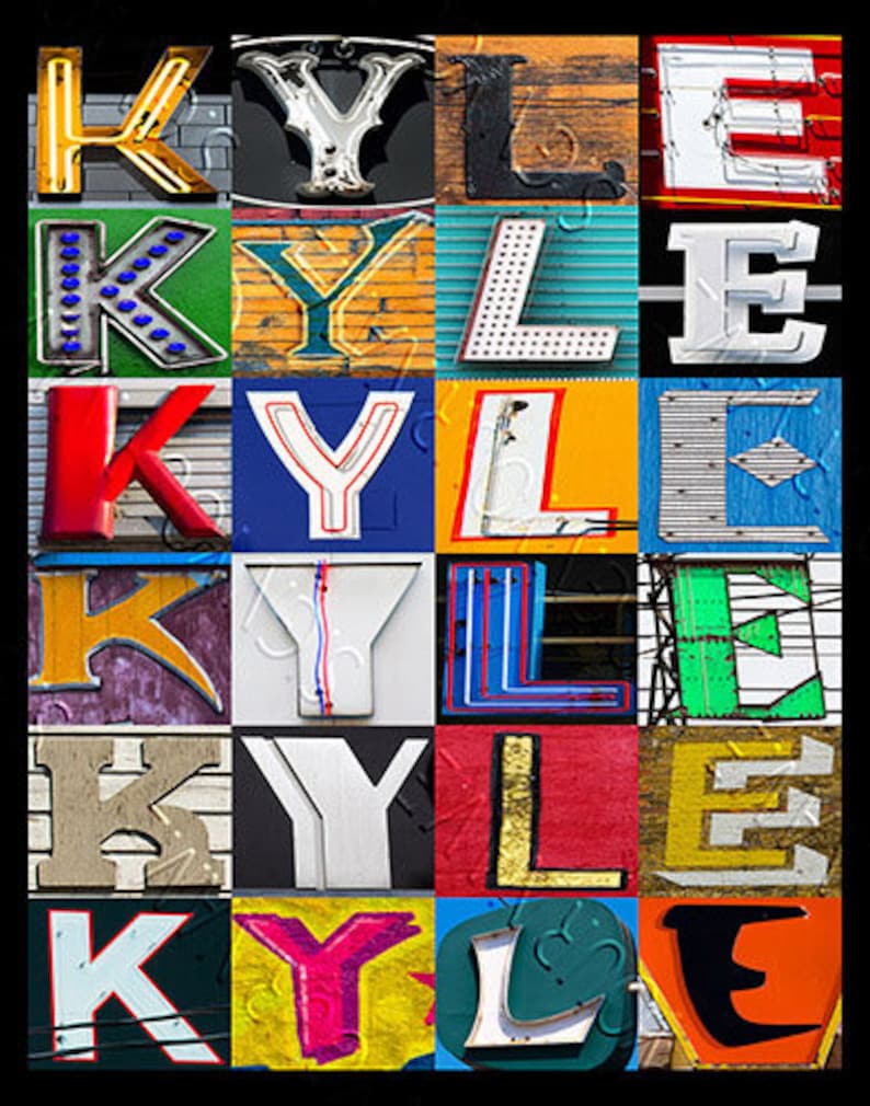 KYLE Personalized Poster Featuring Photos of Sign Letters; Typography ...
