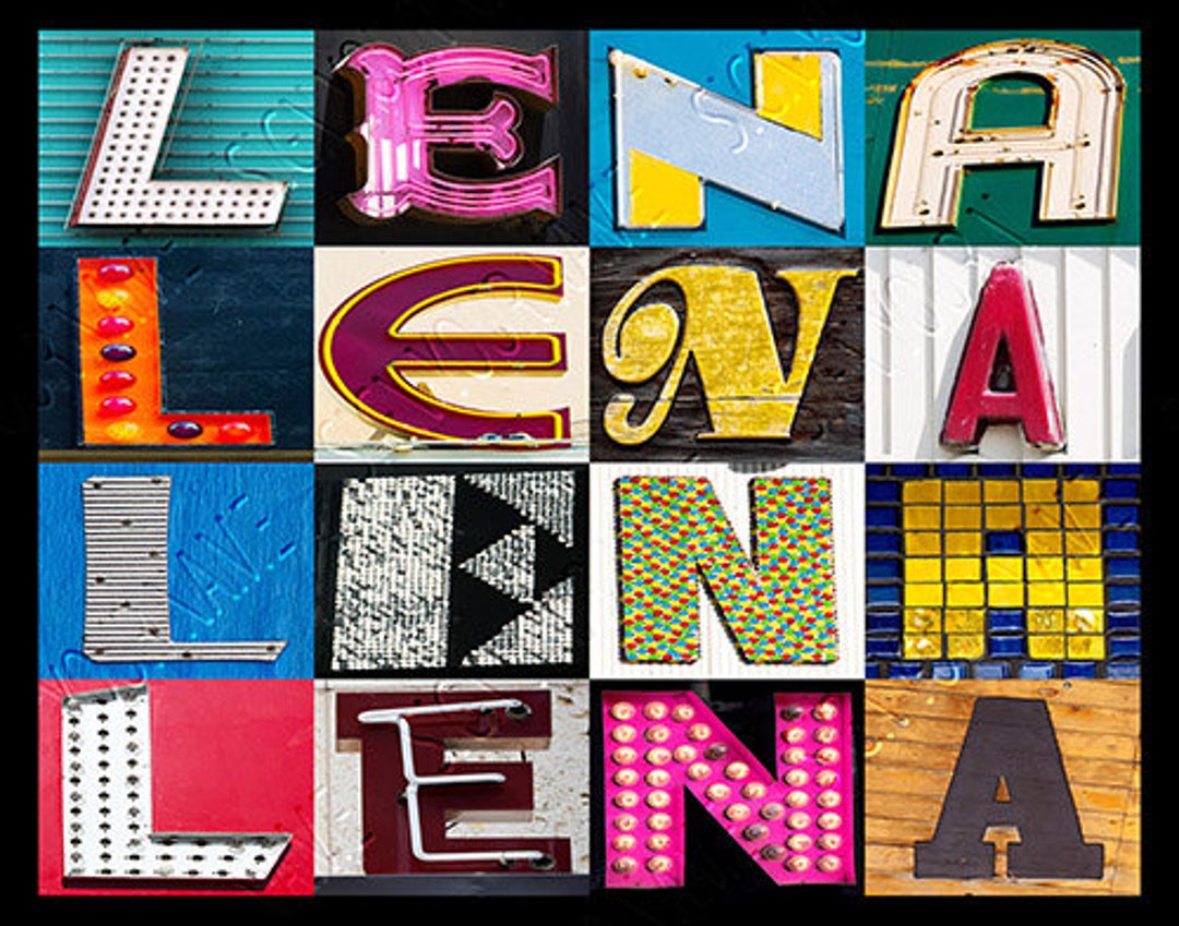 LENA Personalized Poster Featuring Photos of Sign Letters; Typography ...