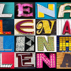 LENA Personalized Poster Featuring Photos of Sign Letters; Typography ...