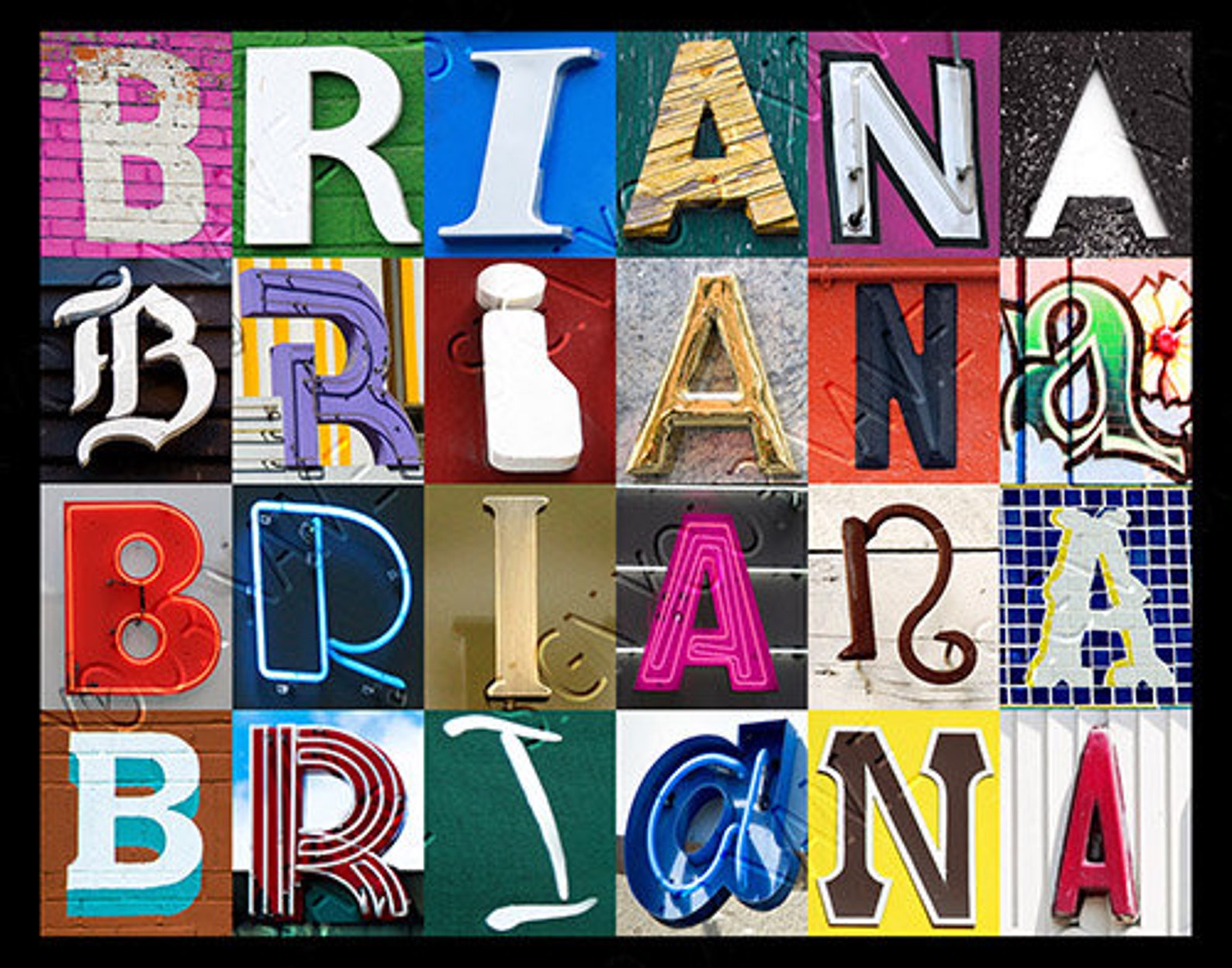 BRIANNA or BRIANA Personalized Poster Featuring Photos of Sign Letters ...
