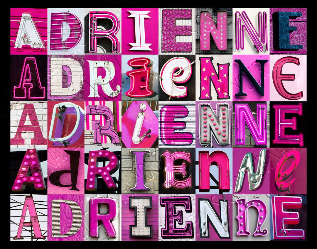 Personalized Poster Featuring ADRIENNE Showcased in Photos of PINK Sign ...