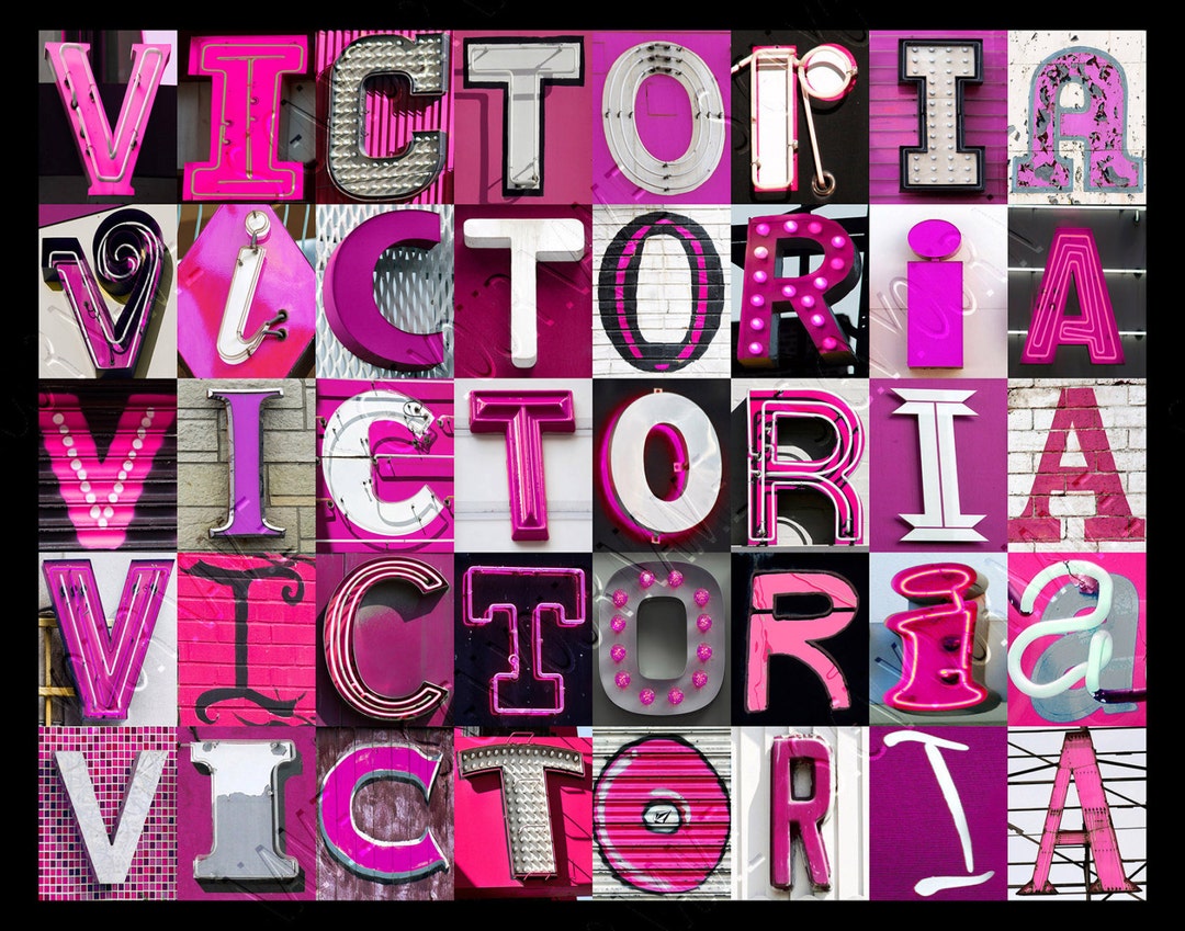 Personalized Poster Featuring VICTORIA Showcased in Photos of PINK Sign ...