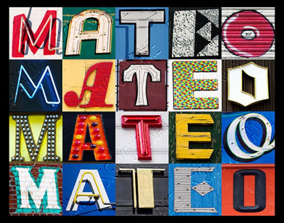 MATEO Cartel personalizado con fotos de letras de signos; Impresión ...