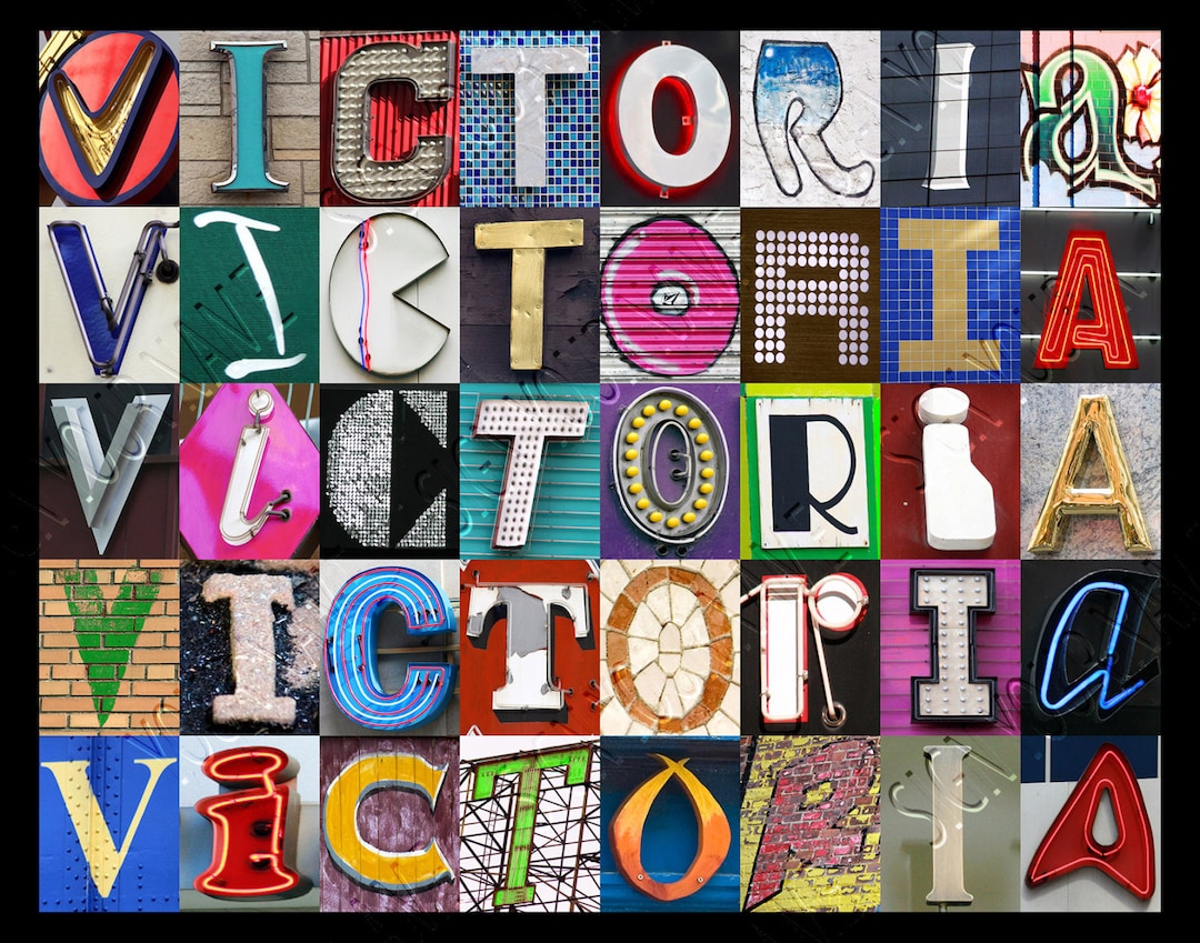 Personalized Poster Featuring VICTORIA in Photos of Alphabet Letters ...