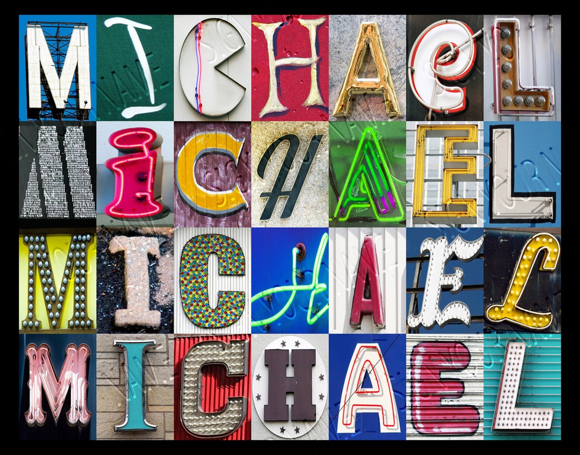 MICHAEL Personalized Poster Featuring Photos of Letters From Signs ...