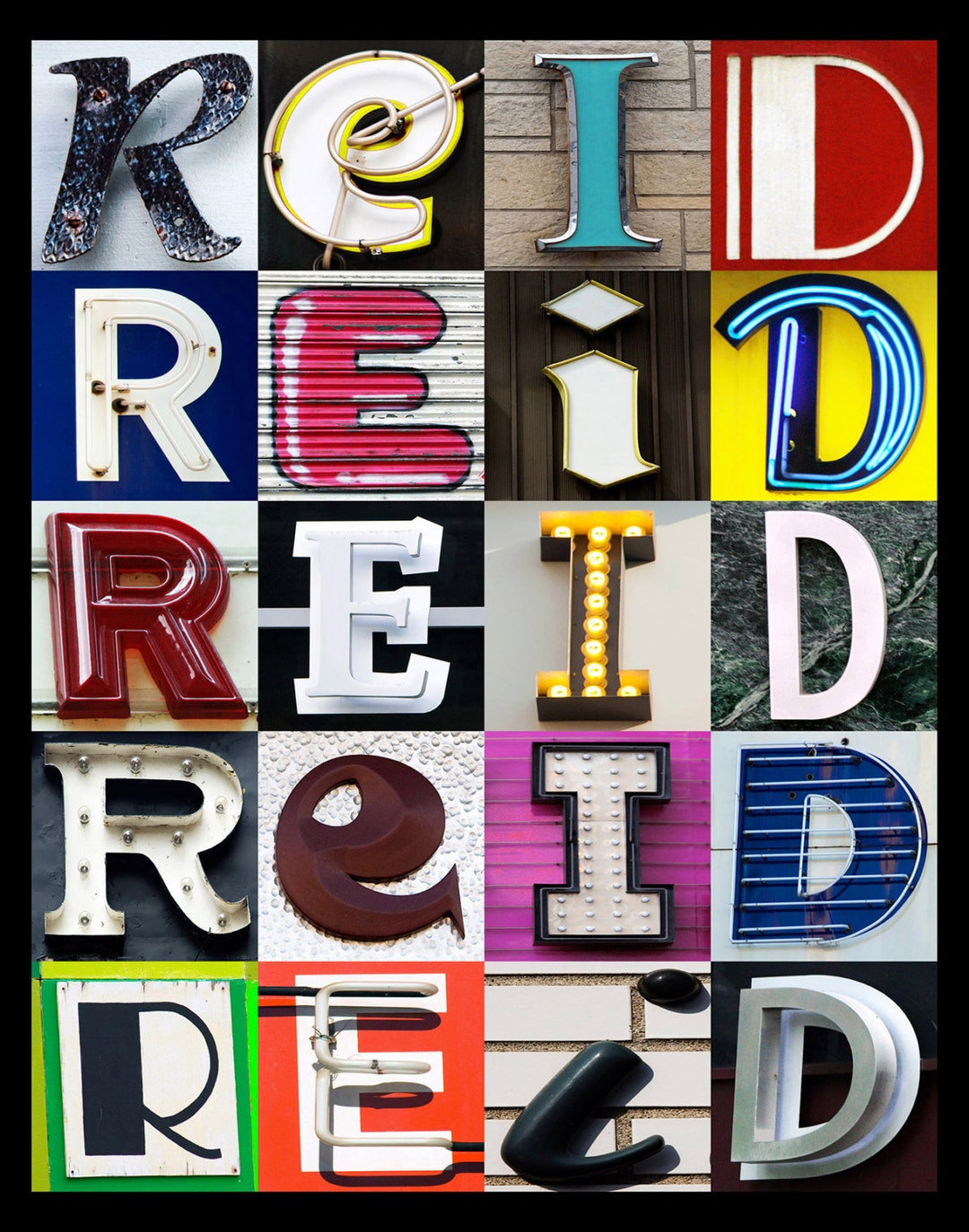 Personalized Poster Featuring REID Showcased in Photos of Sign Letters ...